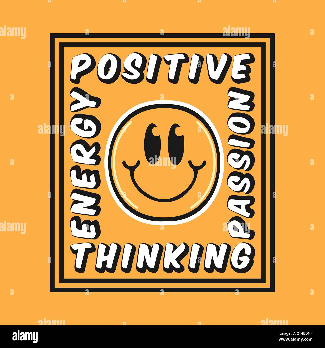 Smile face emoji with positive thinking, passion, energy phrase ...