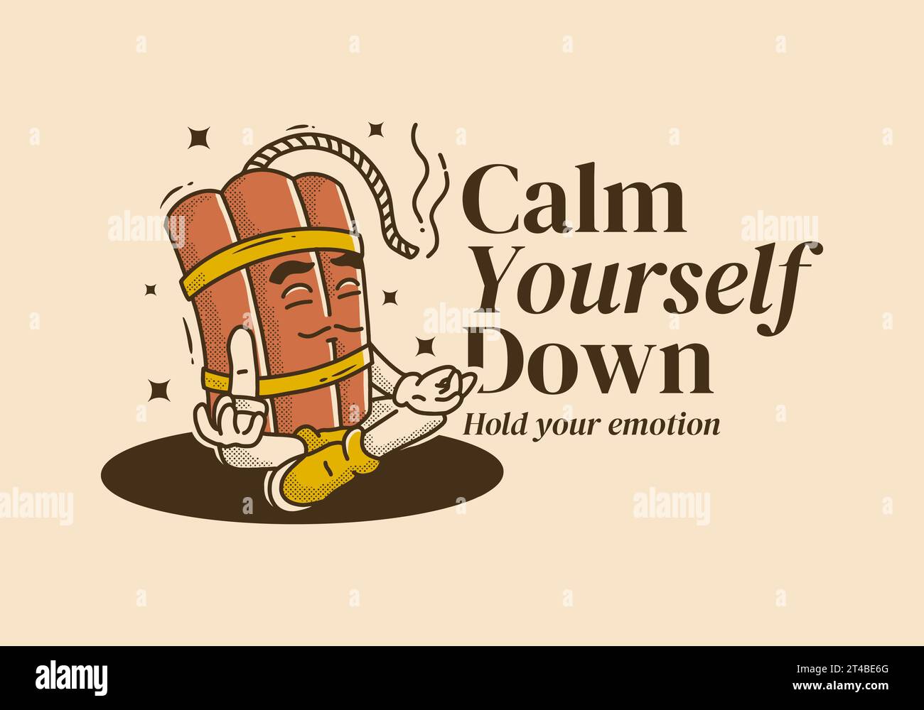 Calm yourself down hold your emotion. Vintage mascot character design ...