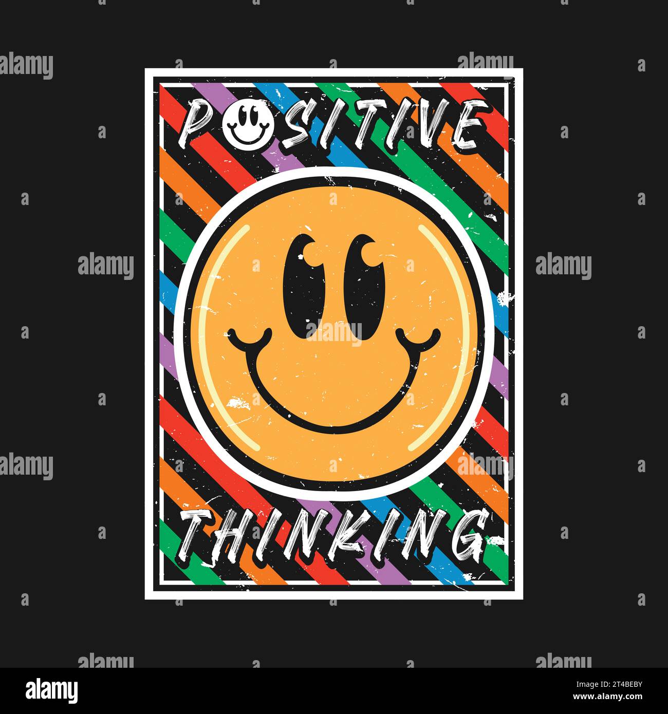 Smile face emoji with positive thinking phrase. Positive quotes ...
