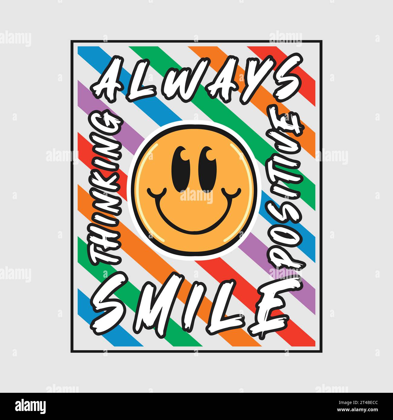 Smile face emoji with always smile, positive thinking phrase. Positive ...