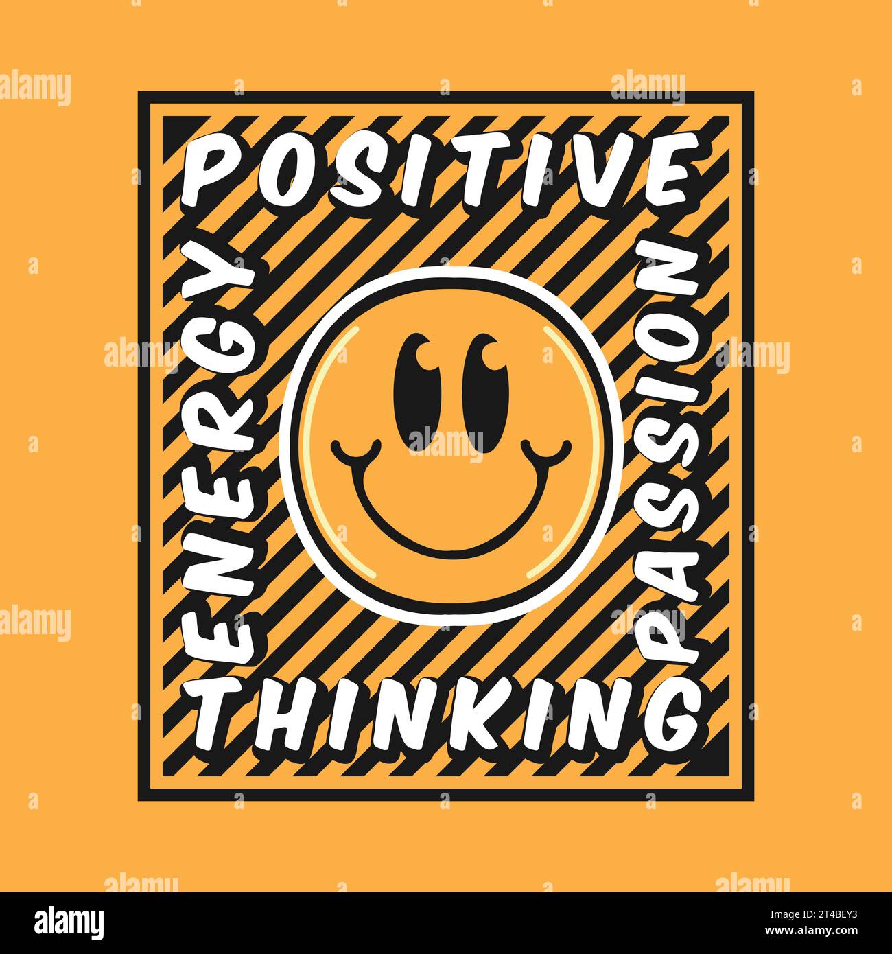 Smile face emoji with positive thinking, passion, energy phrase ...