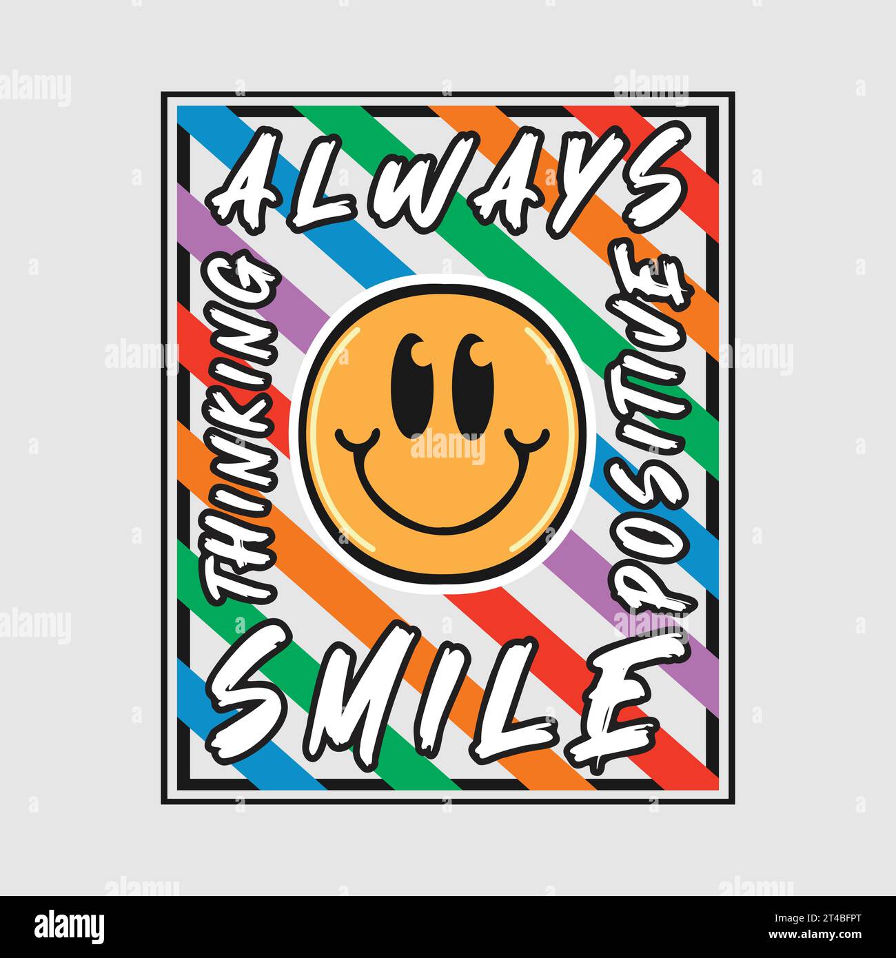 Smile face emoji with always smile, positive thinking phrase. Positive ...