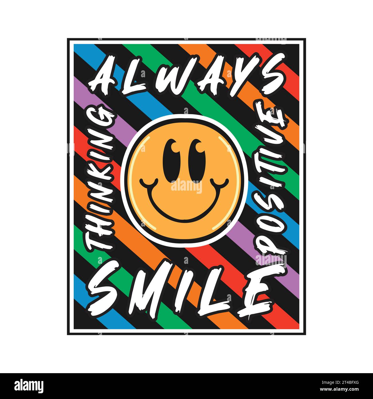 Smile face emoji with always smile, positive thinking phrase. Positive ...