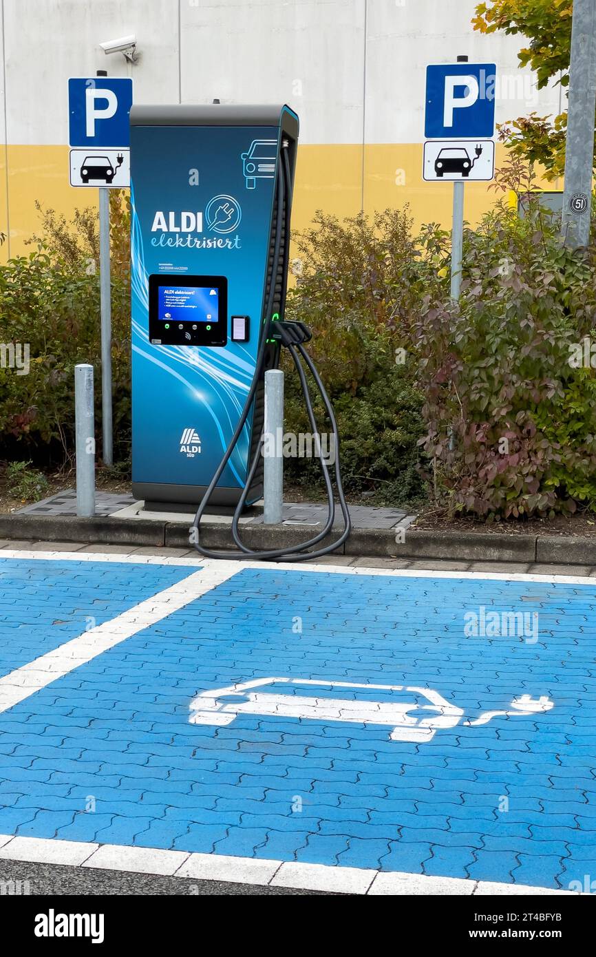 Charging station for e-car in front of supermarket of supermarket chain ...