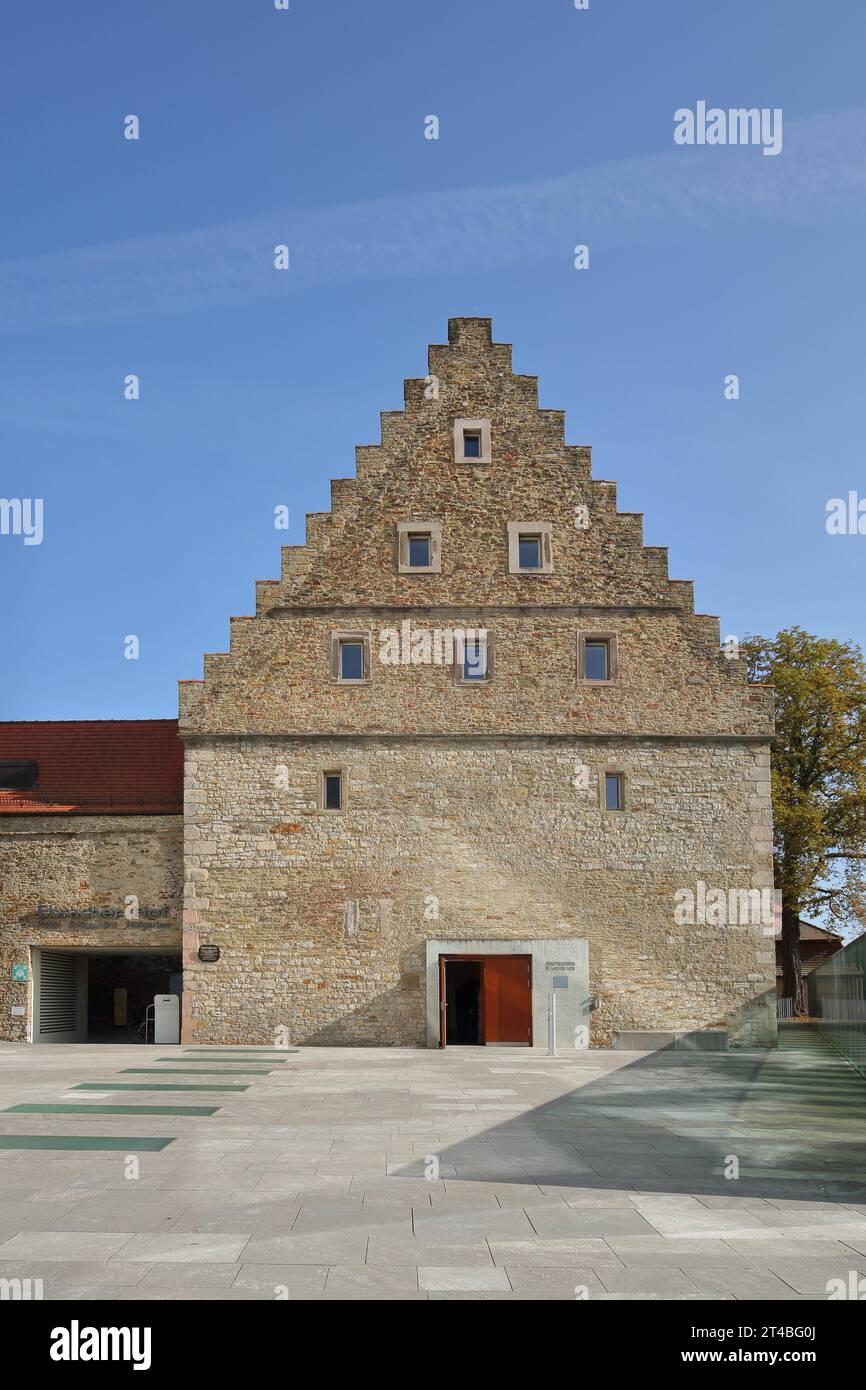 Historic Renaissance Ebracher Hof and modern glass wall, Schweinfurt ...