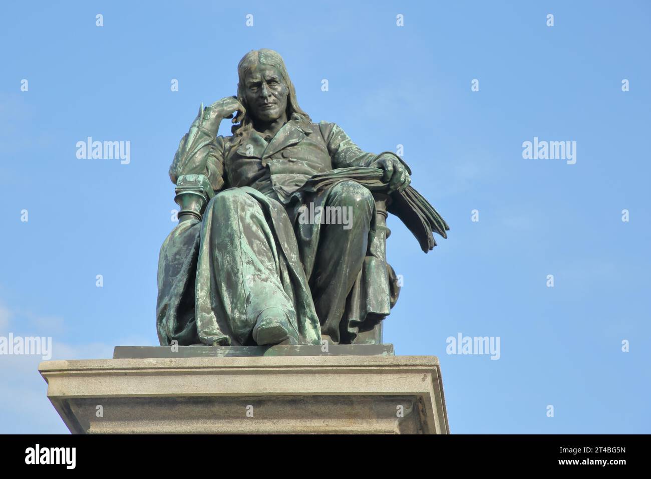 Sculpture of poet Friedrich Rueckert Monument, chair, sitting, bronze ...
