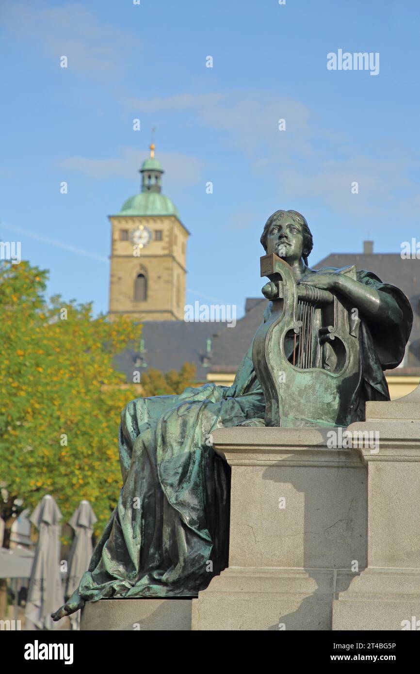 Friedrich Rueckert monument with sculpture, woman, lyre, lyre, stringed ...
