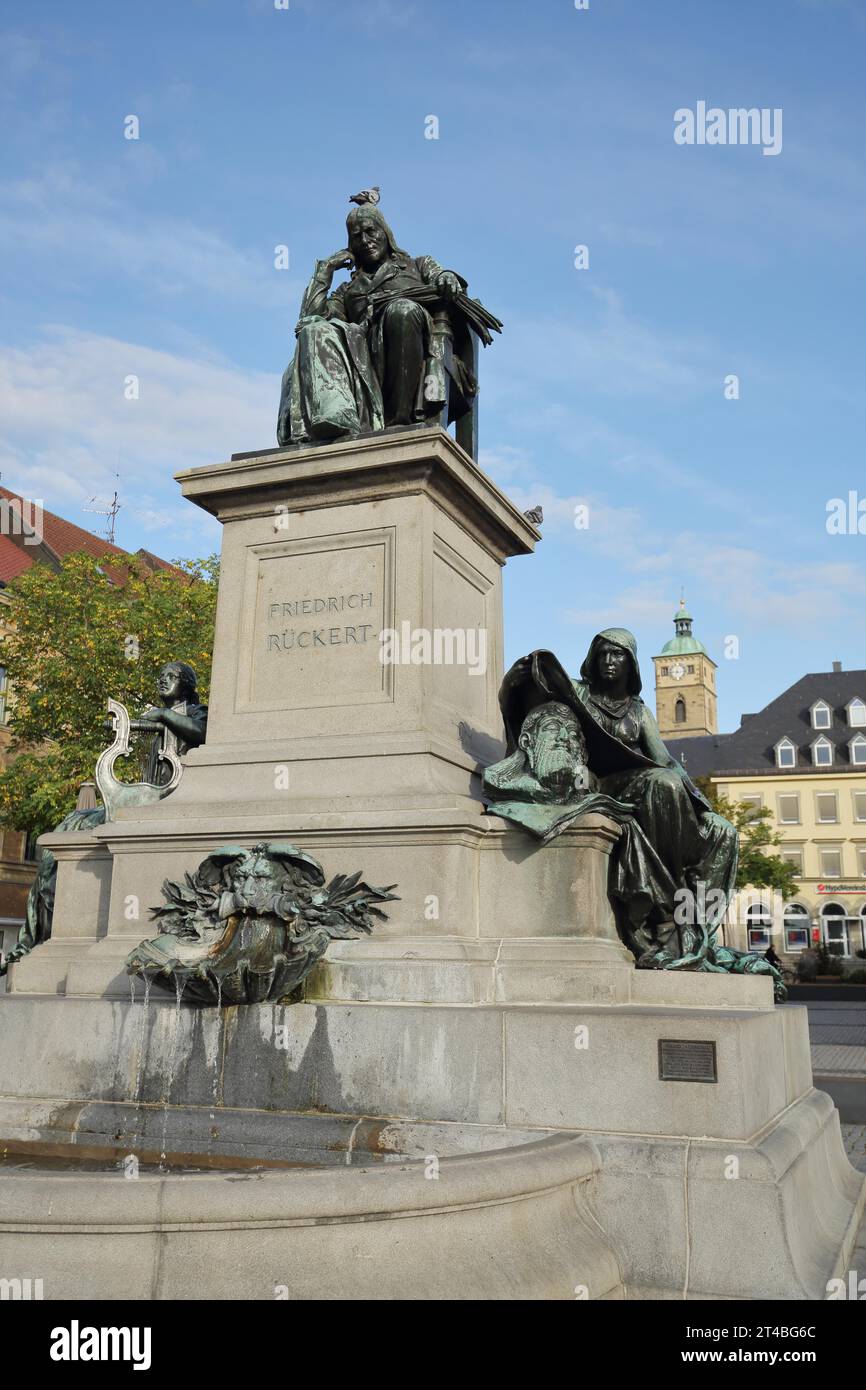 Friedrich Rueckert monument with sculptures, fountain, inscription ...