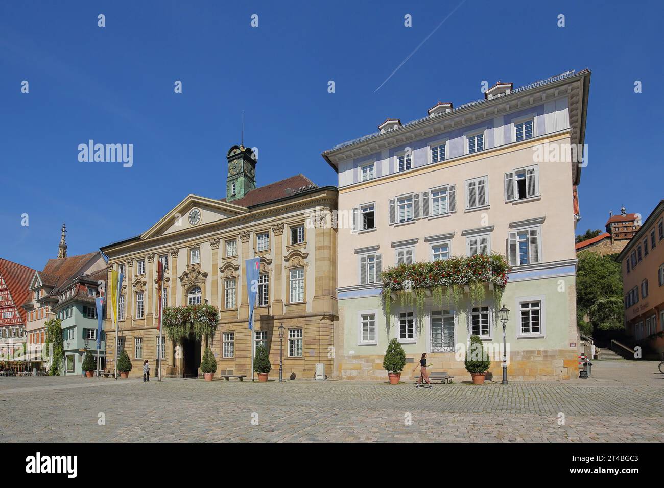 Baroque New Town Hall built 1760 with flags and deanery, deanery ...