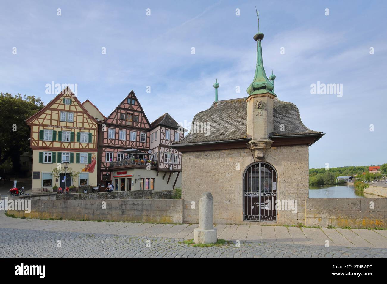 Half-timbered houses and hangman's cottage on the hangman's bridge ...
