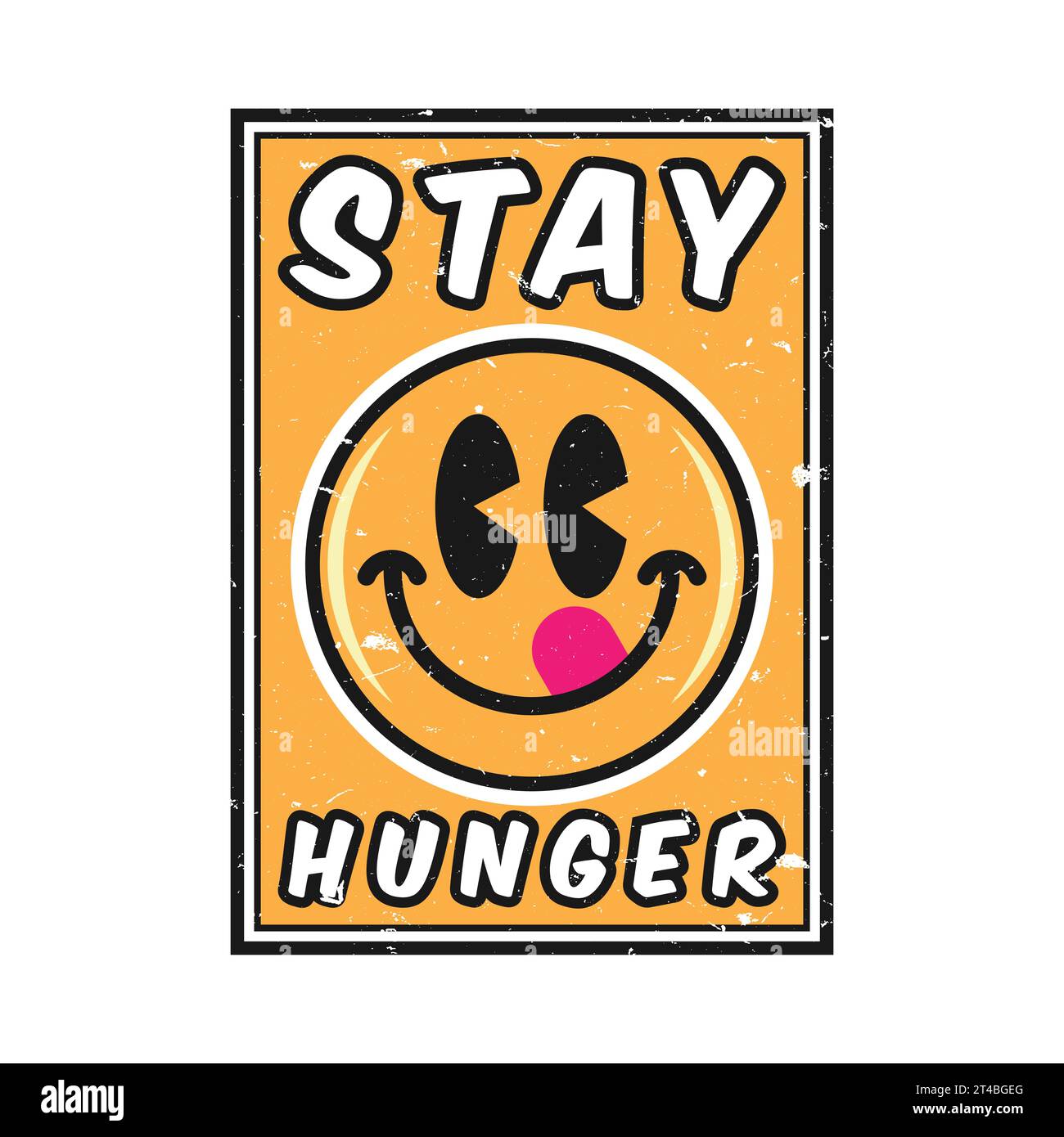 Emoji smile face with stay hunger phrase. Positive quotes, typography ...