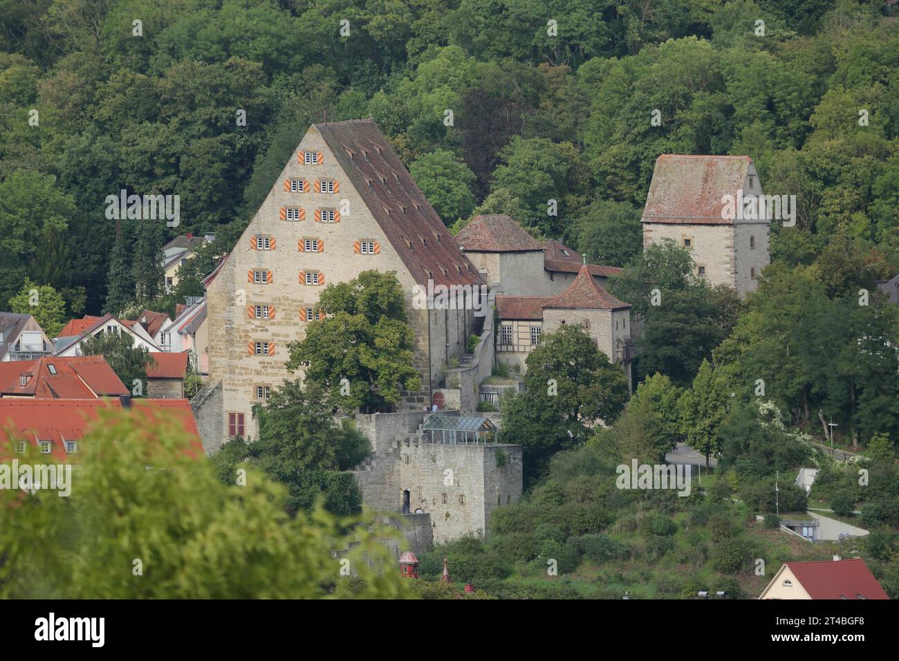 View of large historic new building, Altes Zeughaus and tower ...