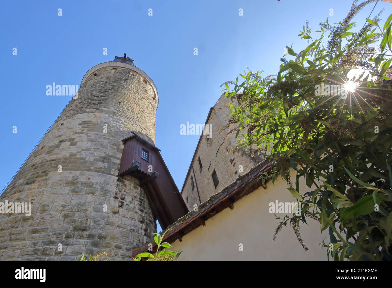 Upper castle with historic Schochenturm tower built in 1220 and stone ...