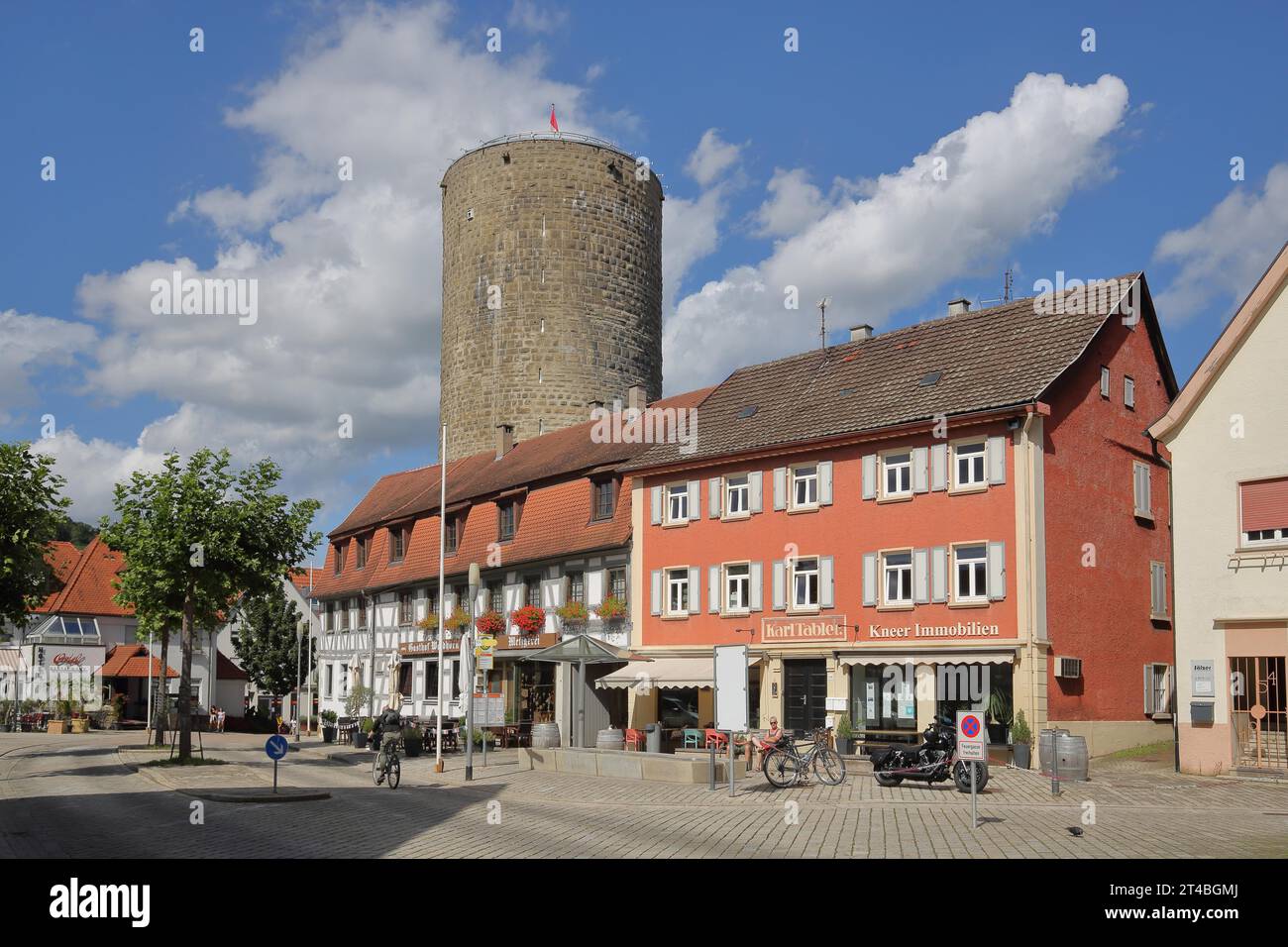 Historic Waldhorn tower built in 1220 and half-timbered house, inn ...
