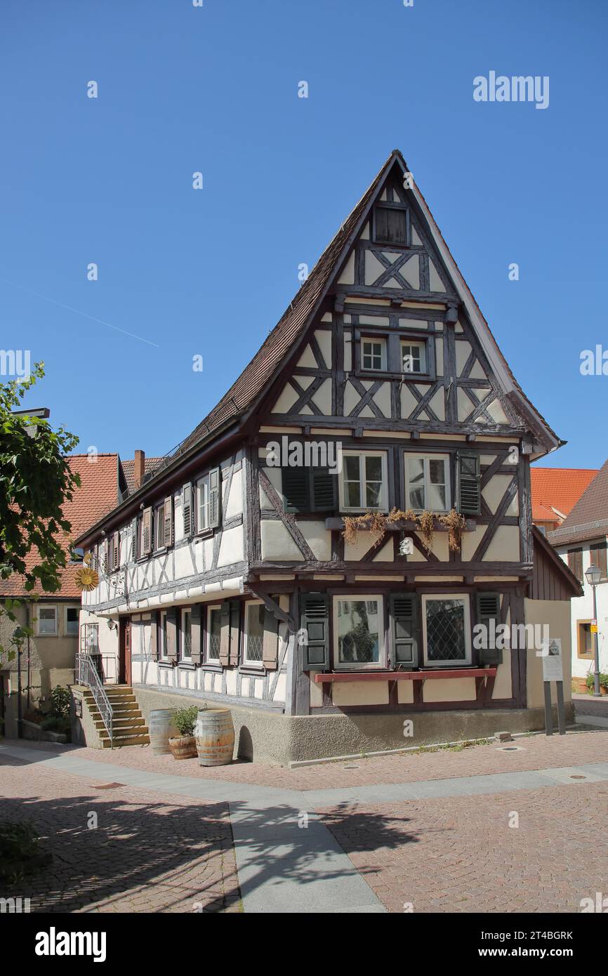 Half-timbered house Gasthof Sonne built 1677, restaurant, Lauffen am ...