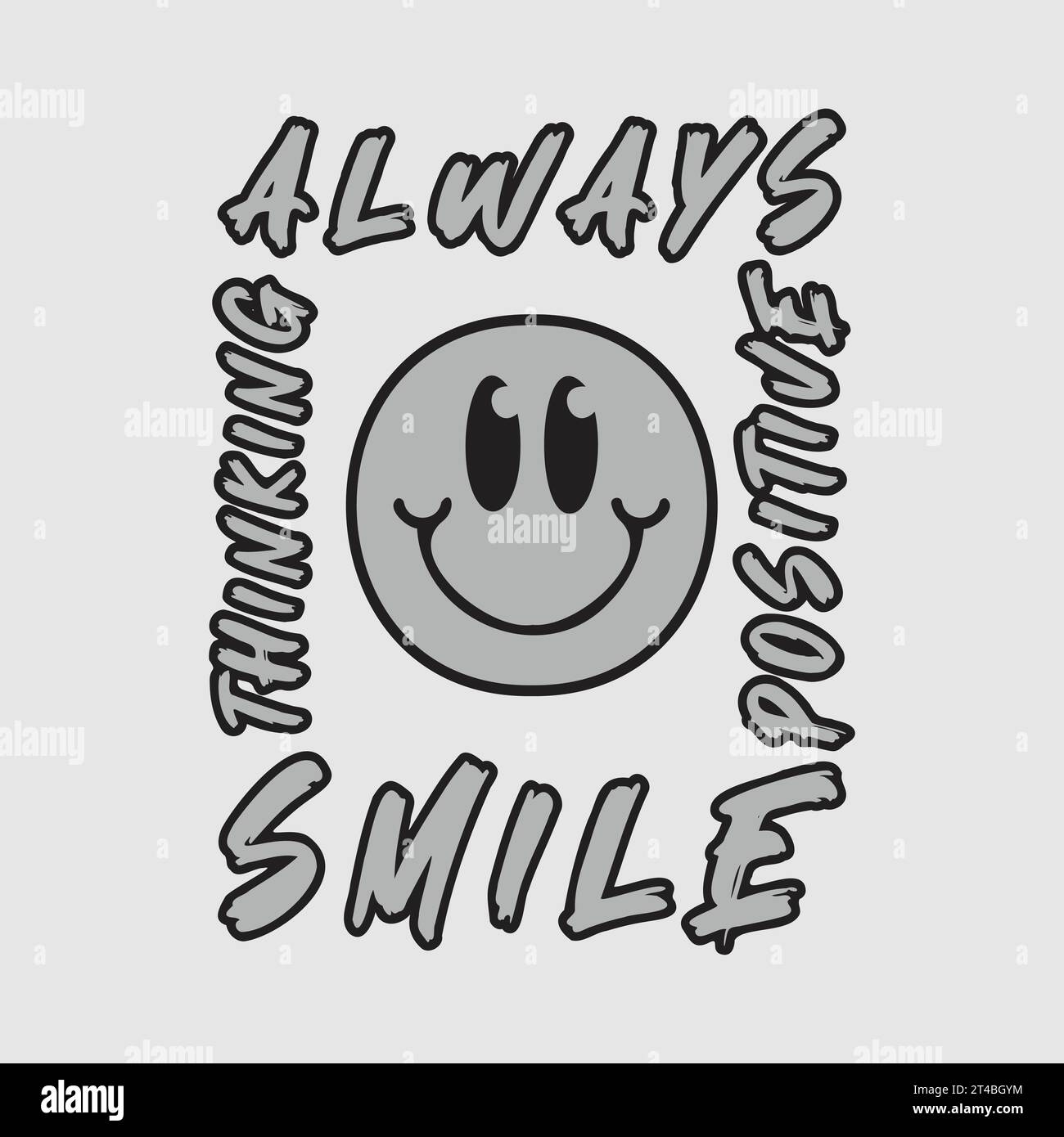 Smile face emoji with always smile, positive thinking phrase. Positive ...