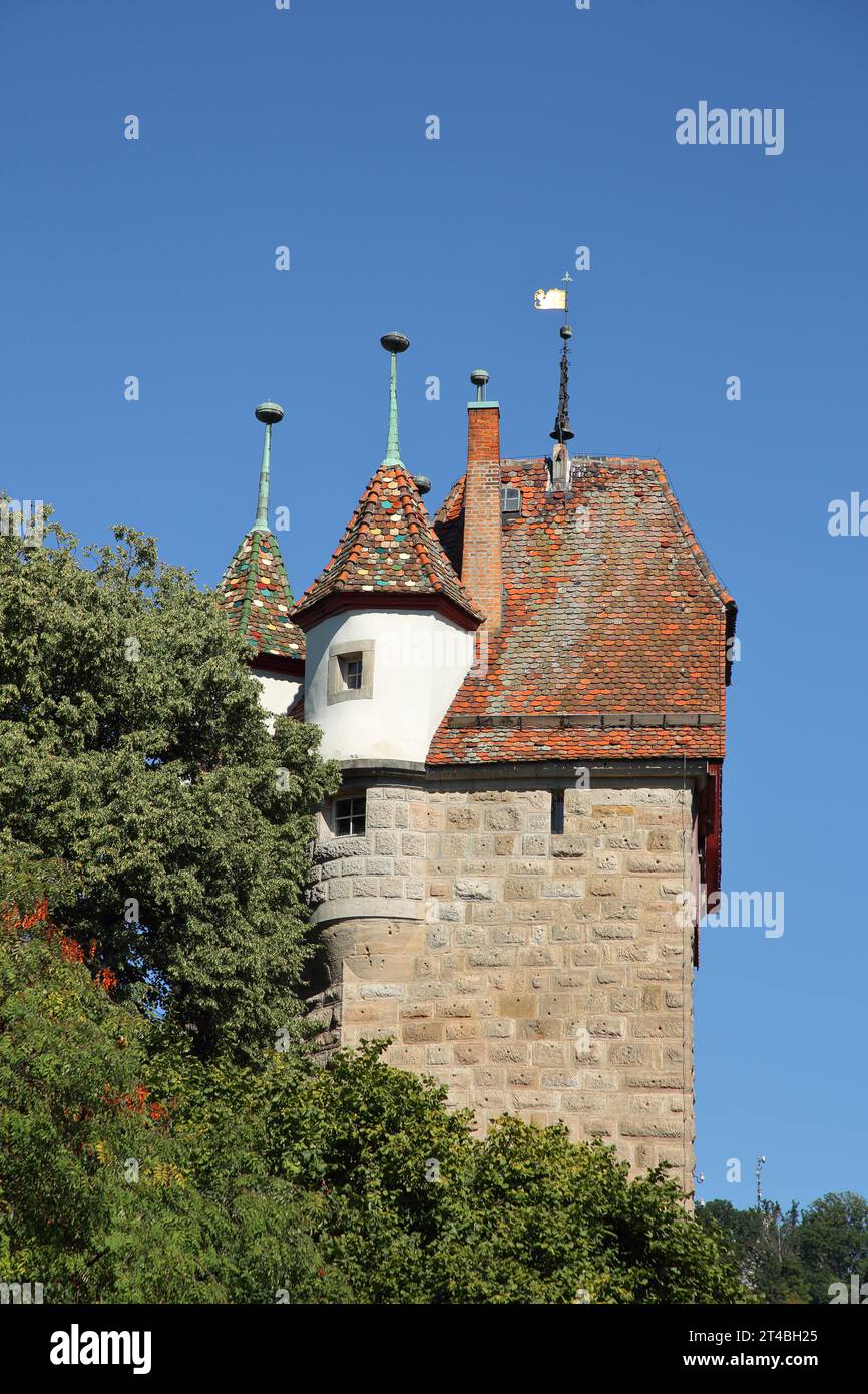 Five-knob defence tower built 15th century, historical fortified tower ...