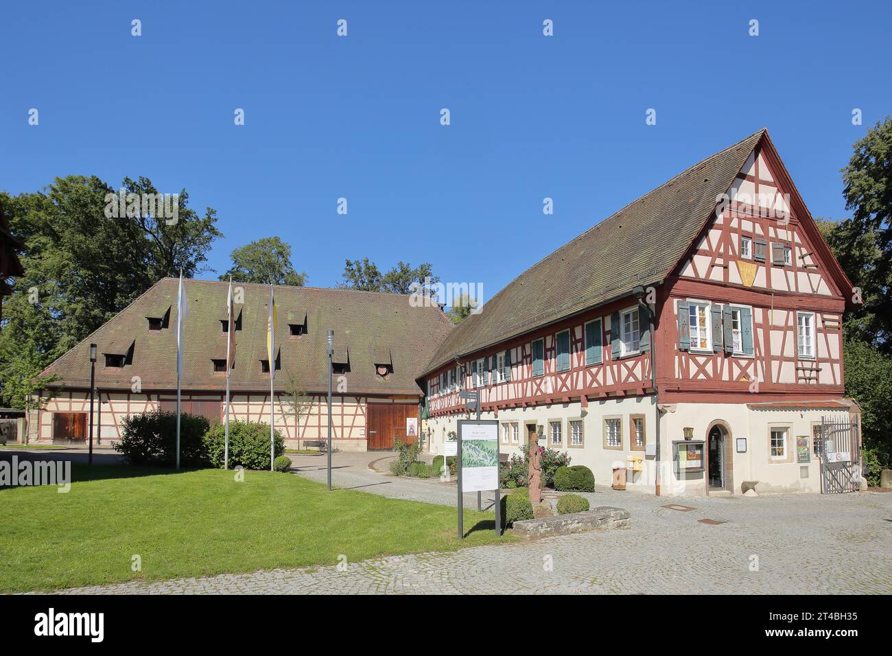 Former Benedictine abbey, monastery built 12th century, half-timbered ...