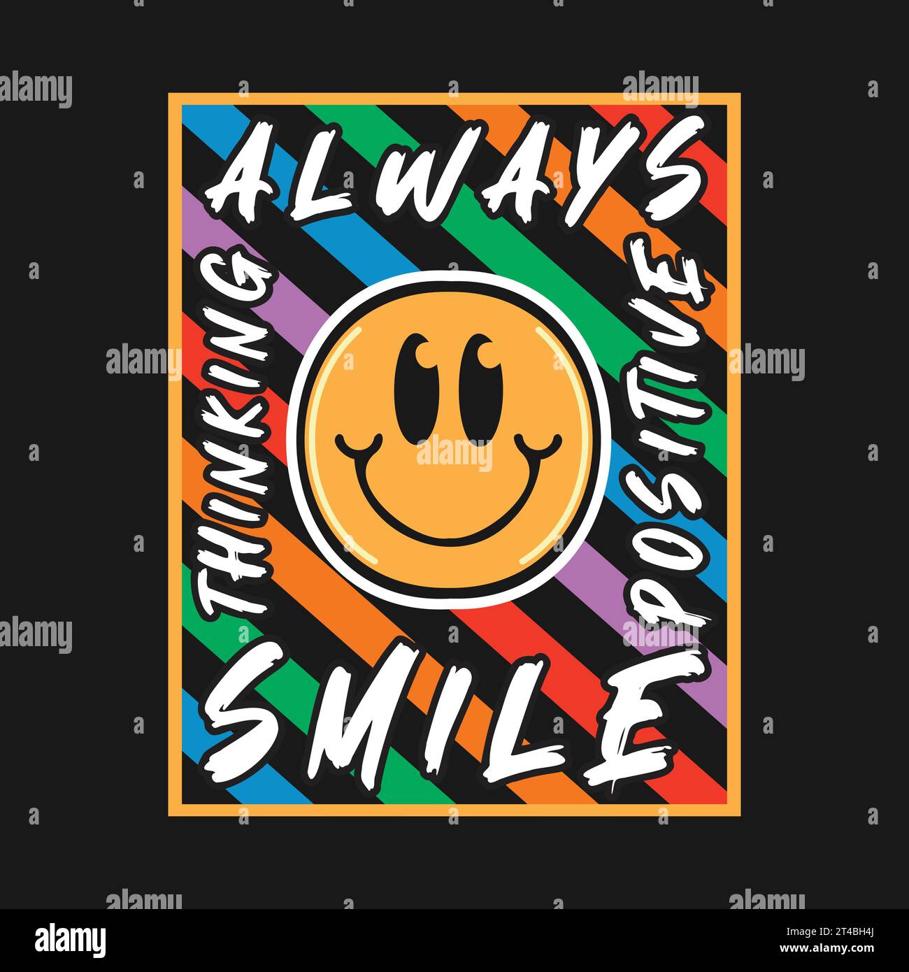 Smile face emoji with always smile, positive thinking phrase. Positive ...