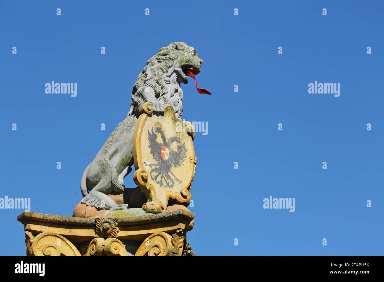 Lion figure with shield and double eagle from the lion fountain built ...