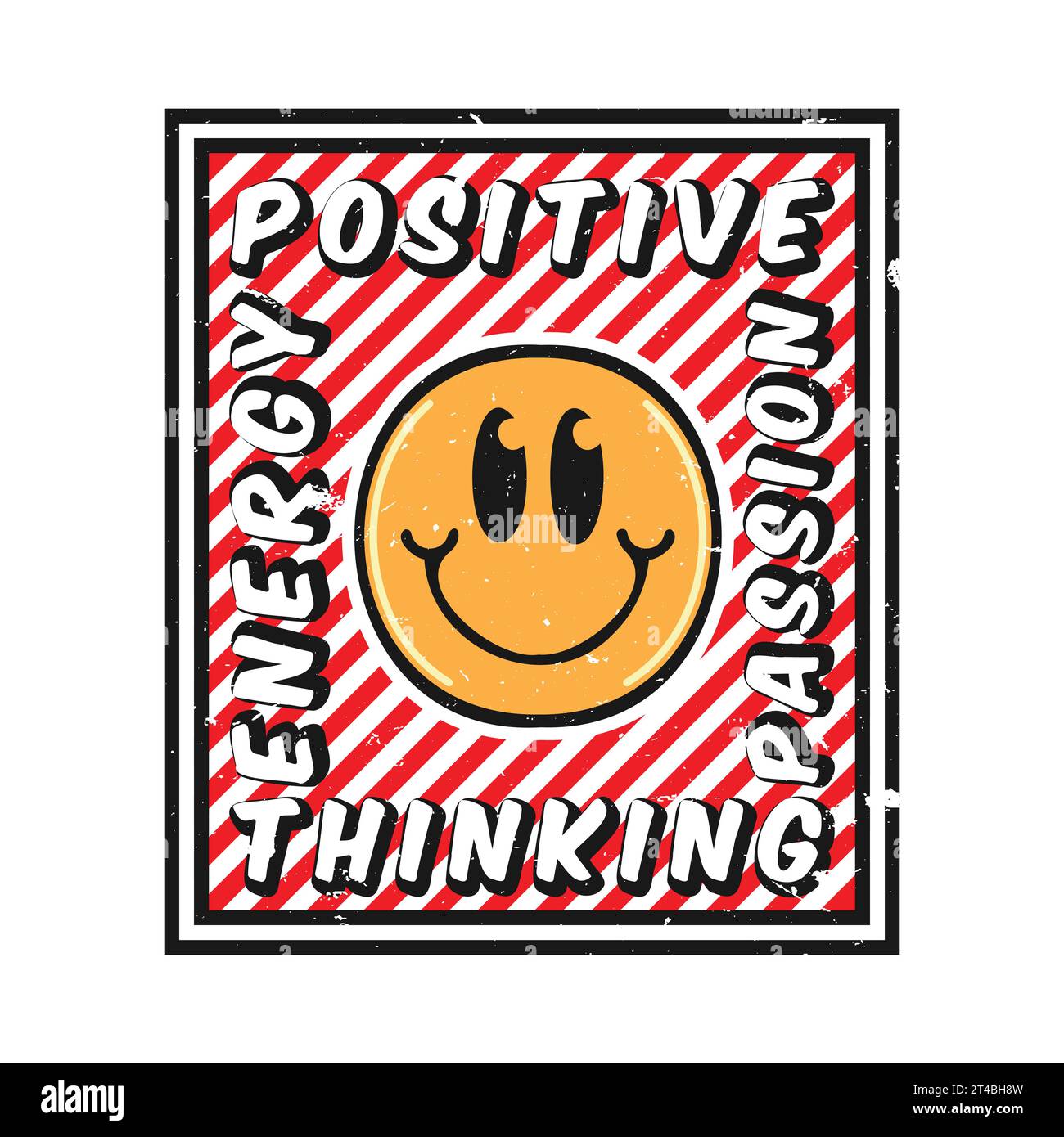 Smile face emoji with positive thinking, passion, energy phrase ...