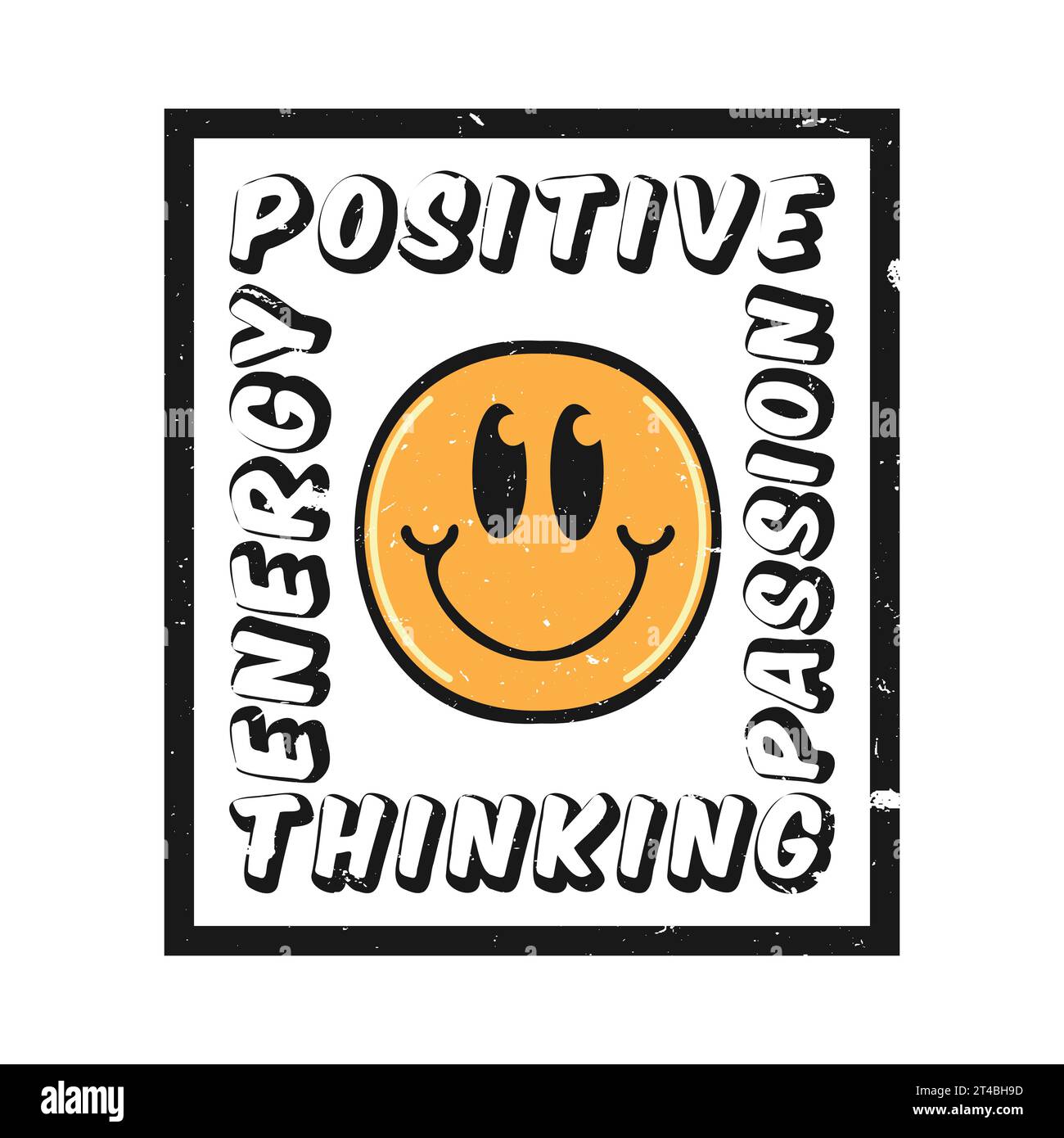 Smile face emoji with positive thinking, passion, energy phrase ...