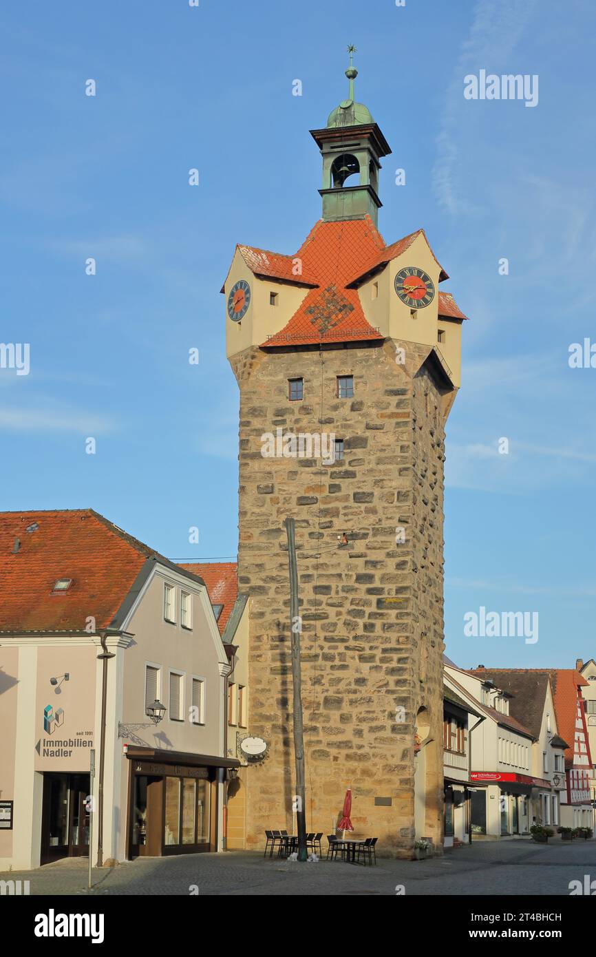 Historic tower, city tower, Herzogenaurach, Middle Franconia, Franconia ...