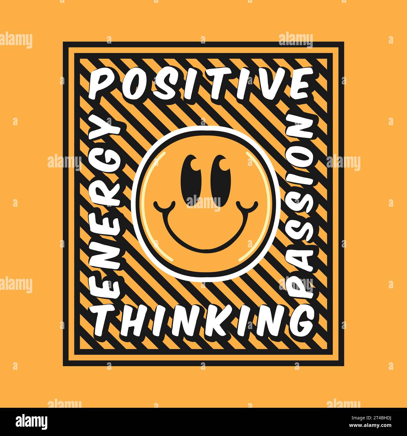 Smile face emoji with positive thinking, passion, energy phrase ...