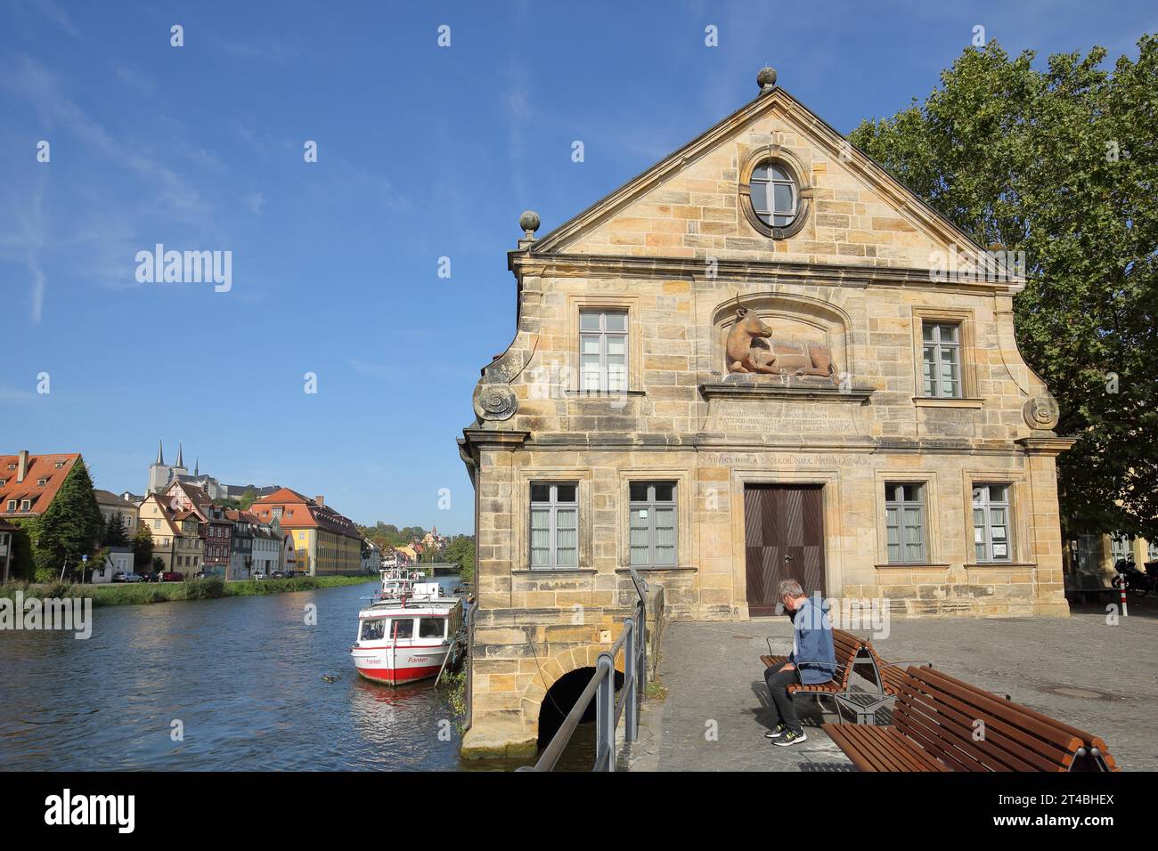 Historic Old Slaughterhouse with Stag Figure on the Regnitz River Ship ...