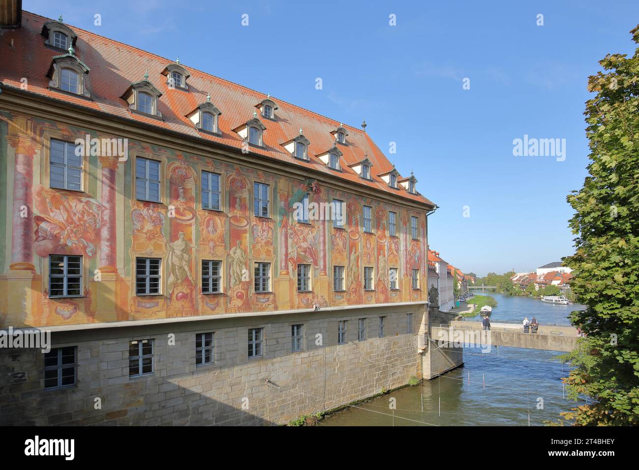 Historic Old Town Hall with mural Rococo, landmark, river, bank ...