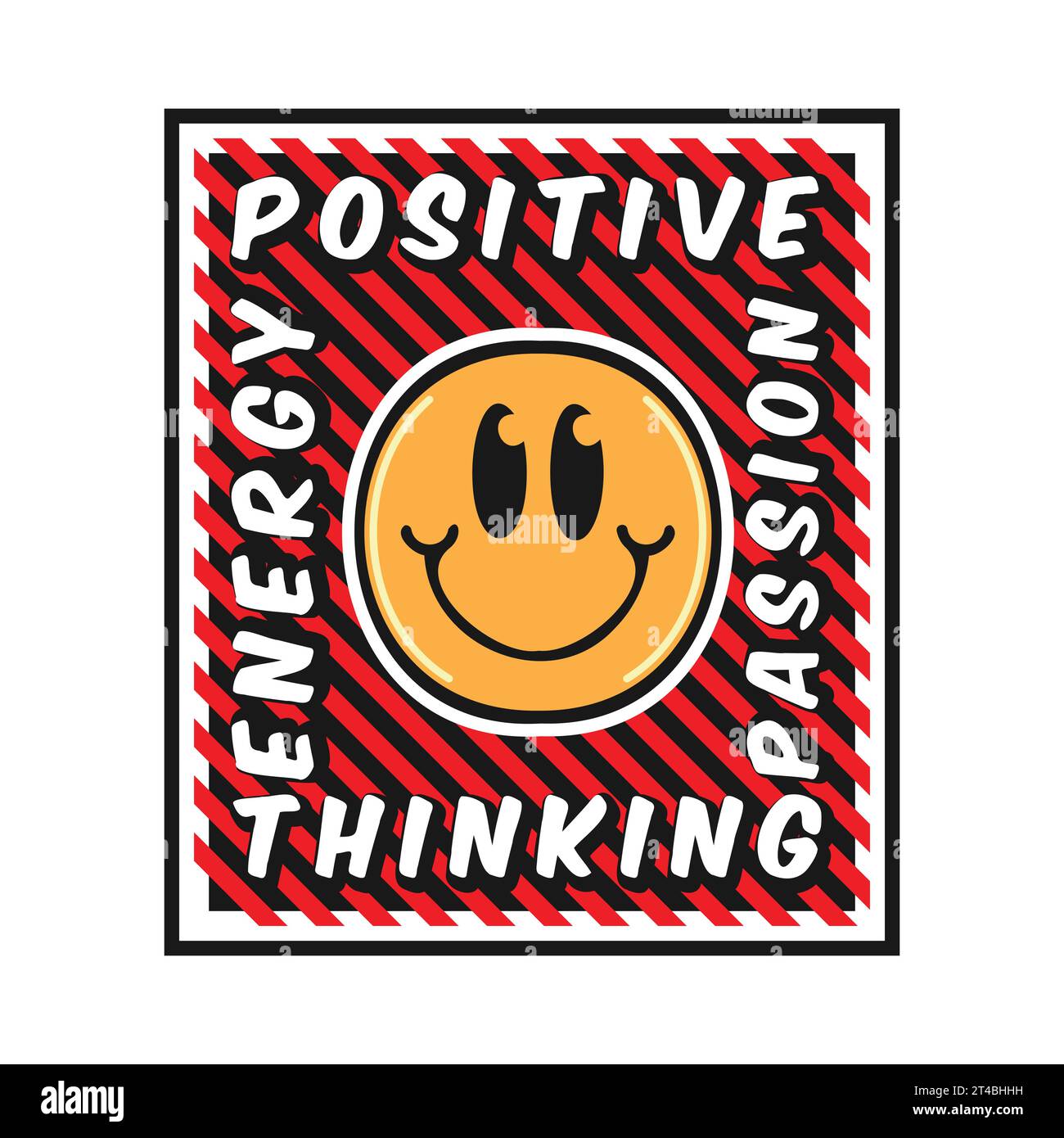 Smile face emoji with positive thinking, passion, energy phrase ...