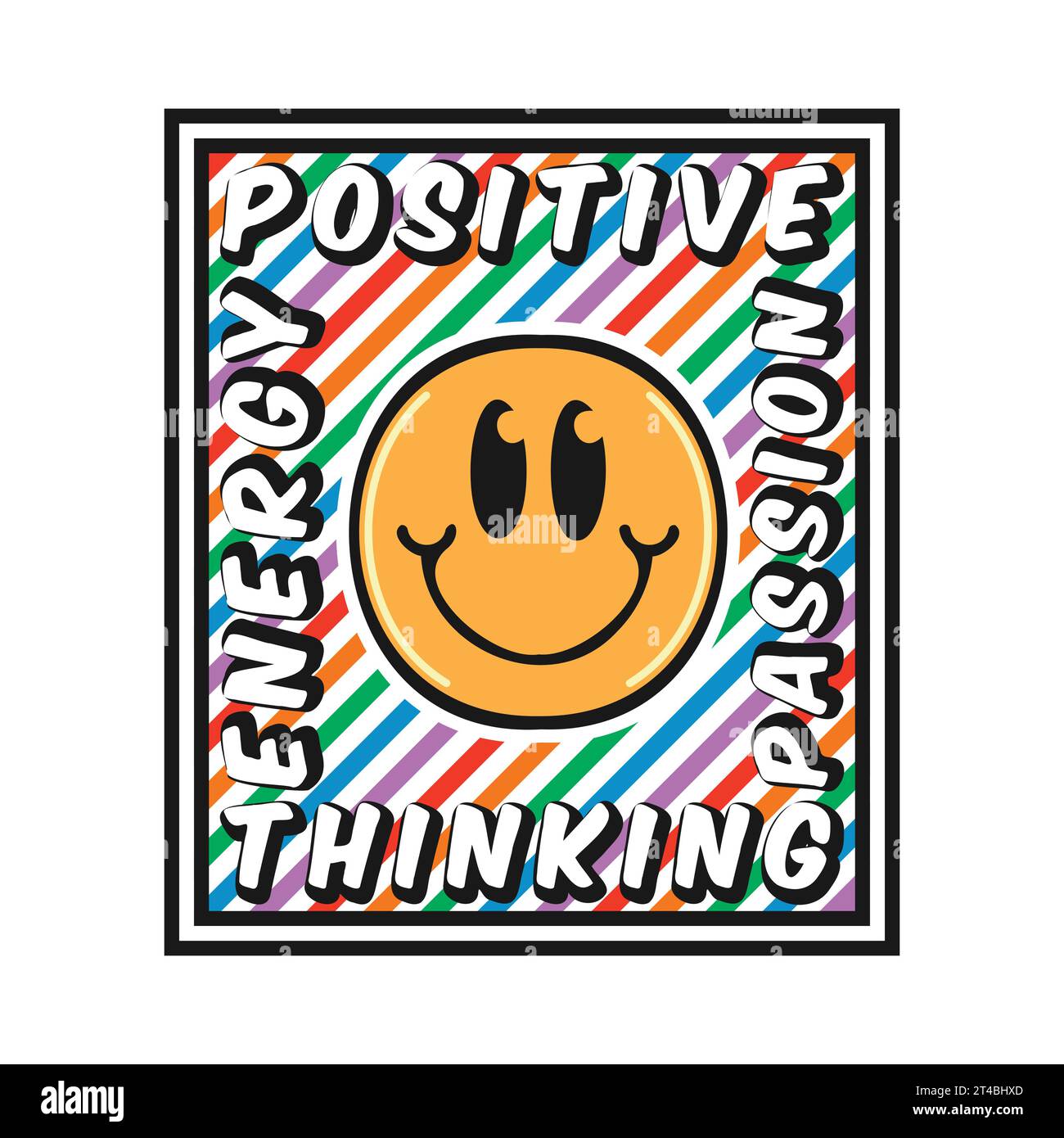 Smile face emoji with positive thinking, passion, energy phrase ...