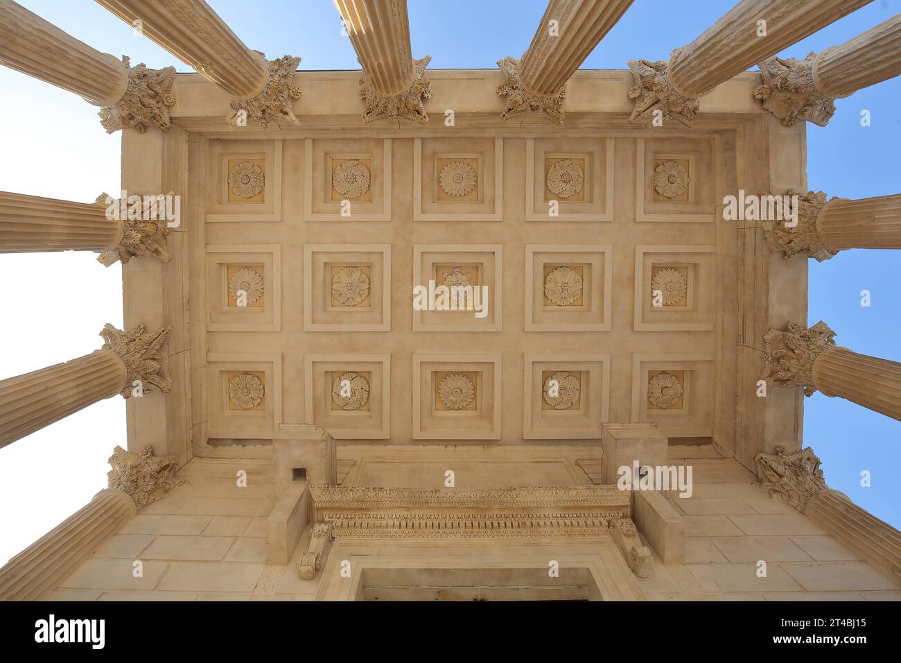 Ceiling and columns with decorations from the ancient Roman UNESCO ...
