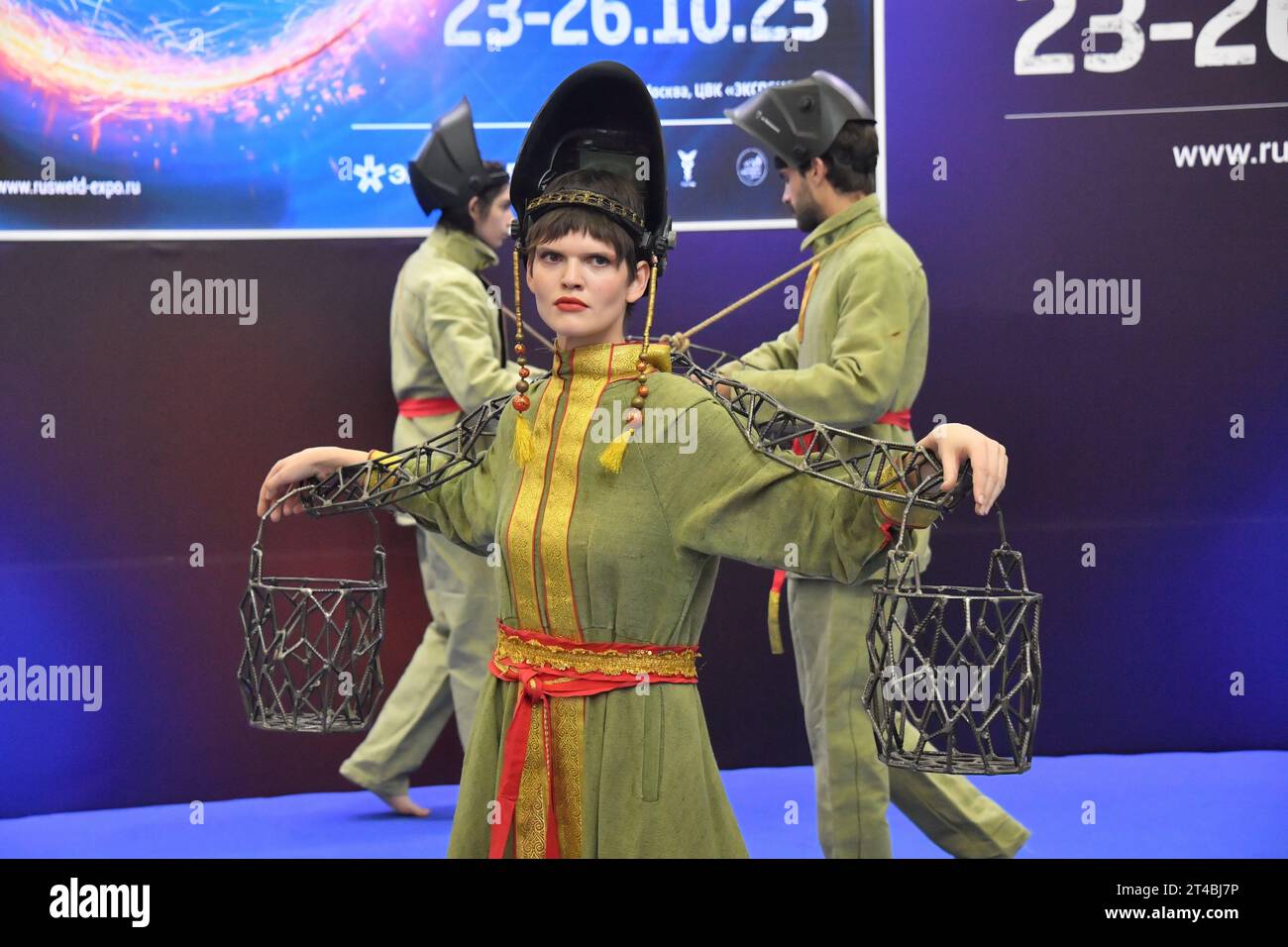 Moscow. A model at the welding fashion show by artist-designer welder Alexandra Ivleva Weld ...