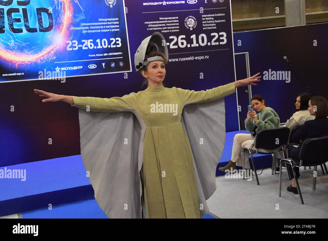 Moscow. A model at the welding fashion show by artist-designer welder ...