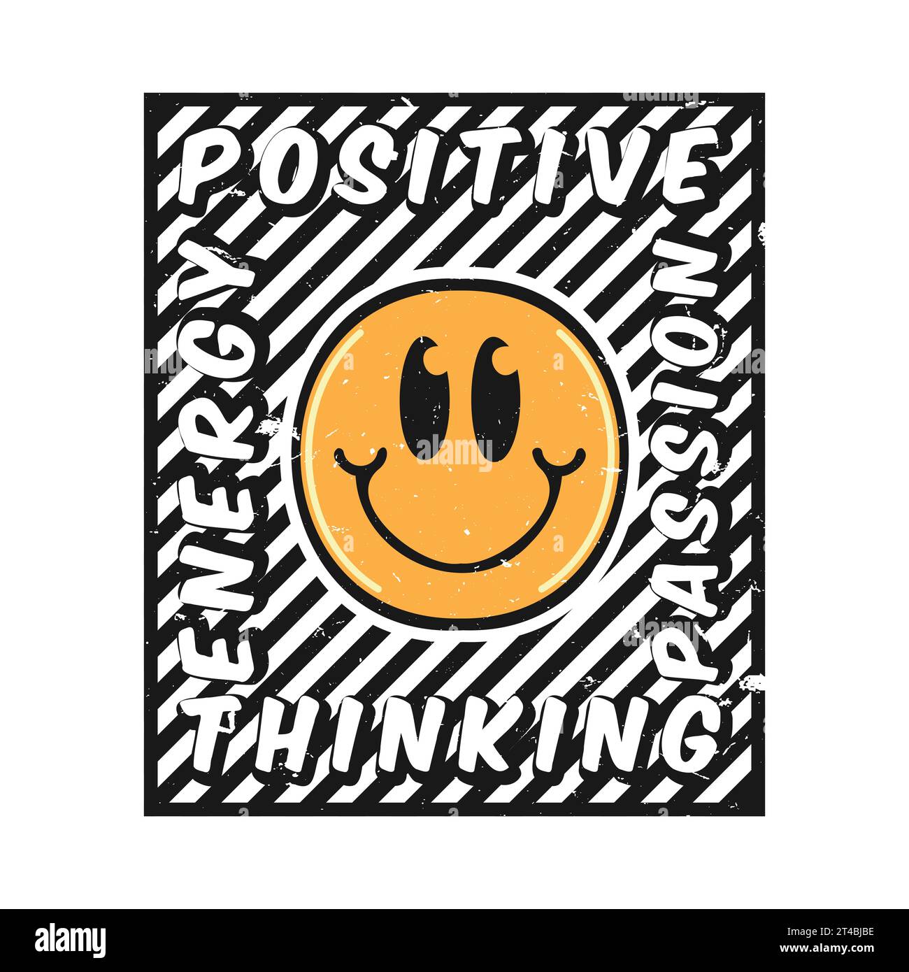 Smile face emoji with positive thinking, passion, energy phrase ...