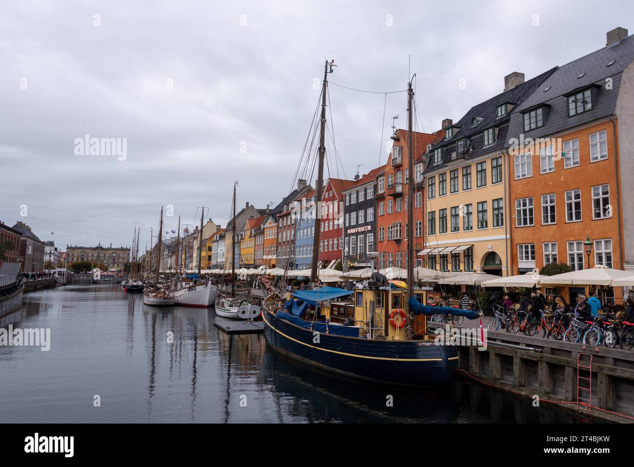 Nyhavn with fishing boats, colourful houses, popular sight, Copenhagen ...