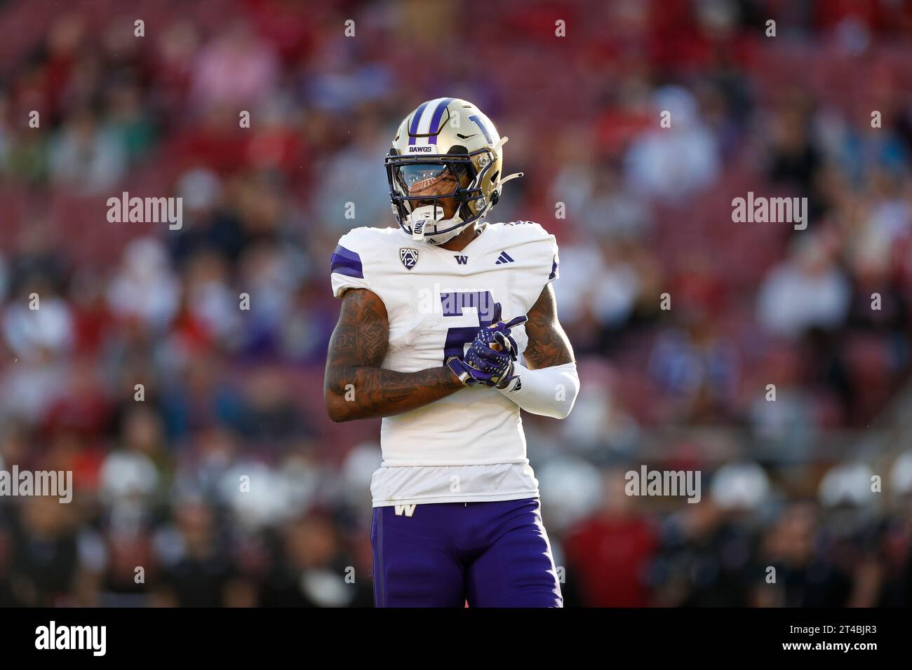 Washington Huskies wide receiver Ja'Lynn Polk (2) looks on in the first ...