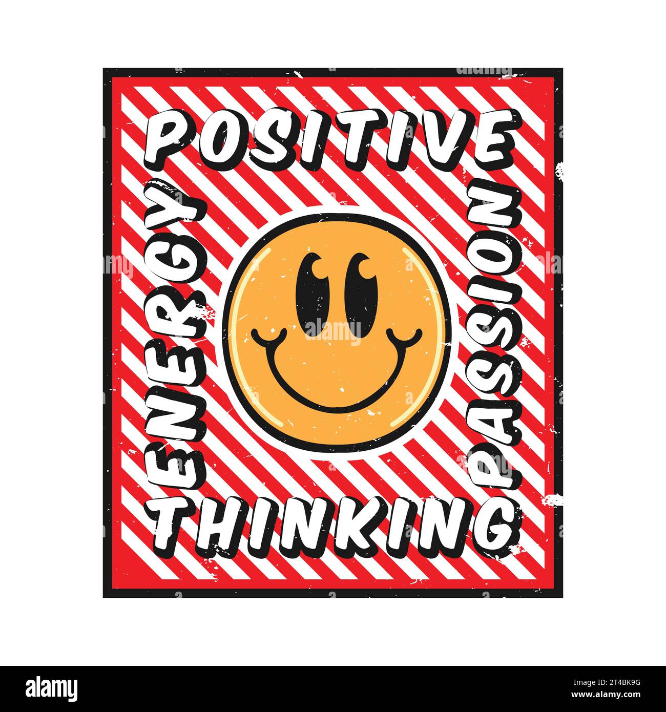Smile face emoji with positive thinking, passion, energy phrase ...