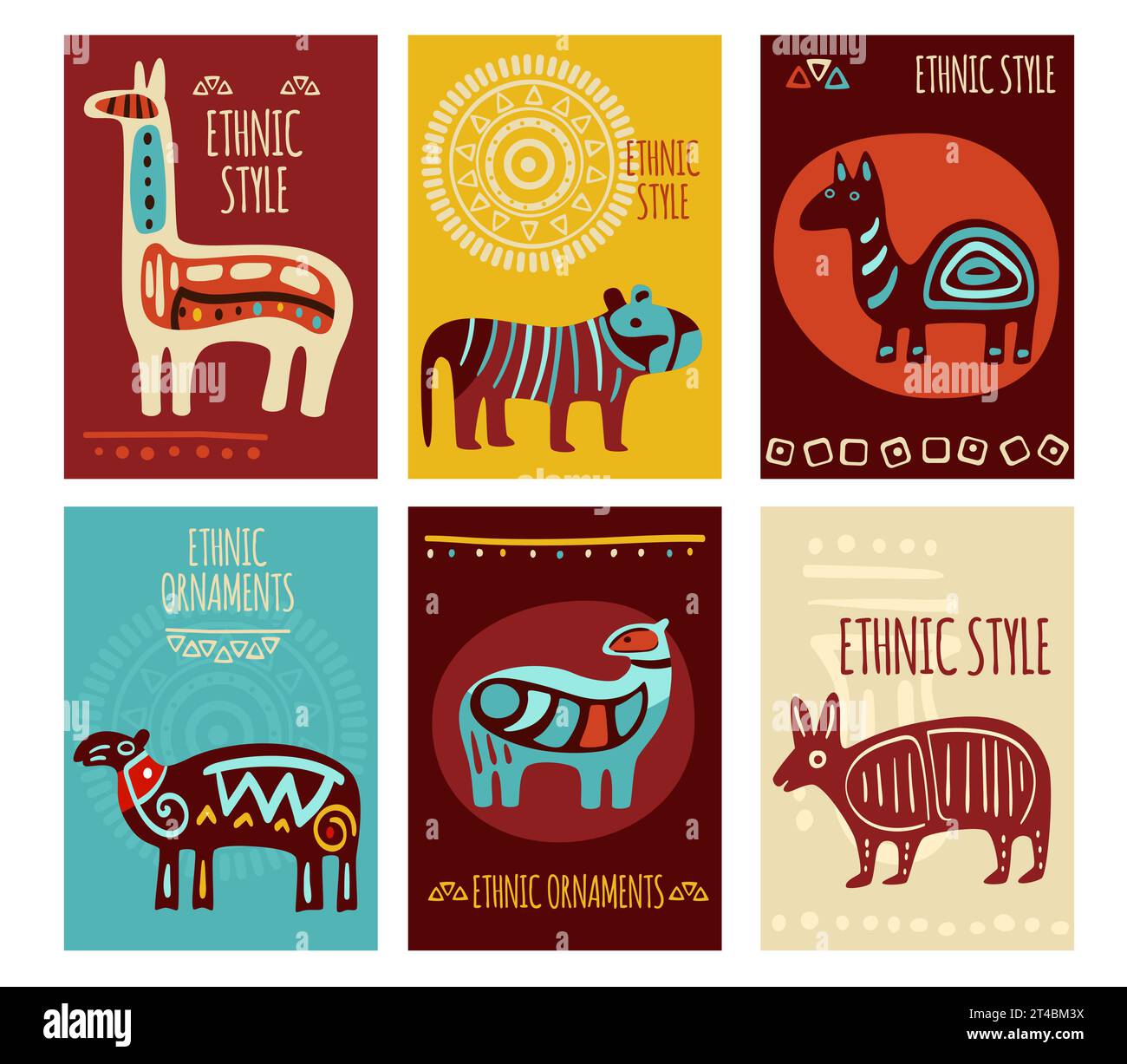 Set of eye-catching ethnic banner, background, flyer, placard with ...