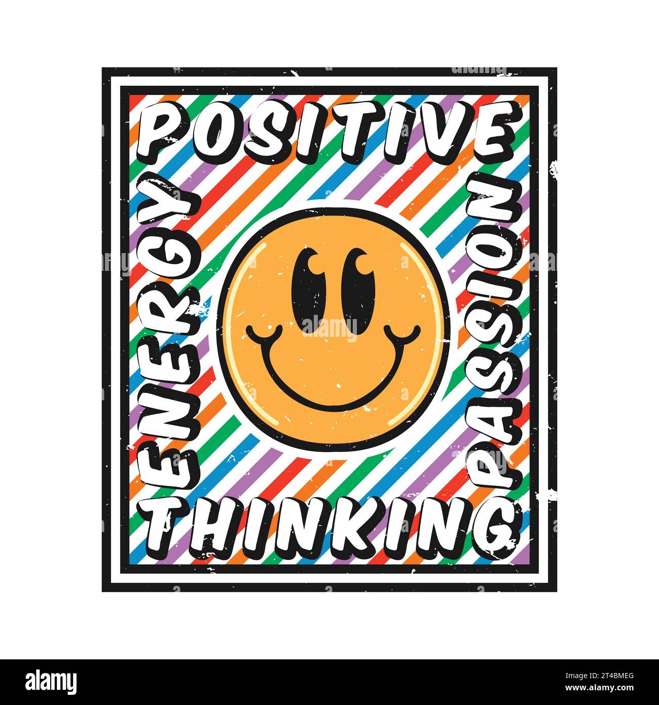 Smile face emoji with positive thinking, passion, energy phrase ...