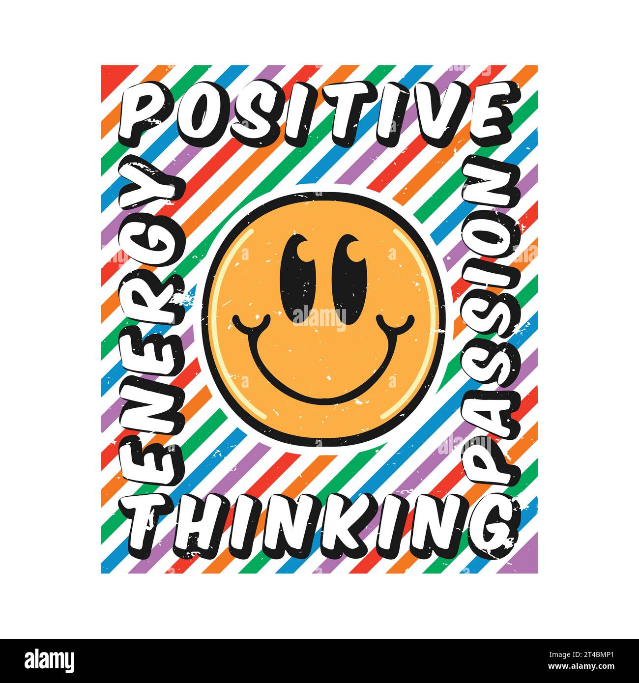 Smile face emoji with positive thinking, passion, energy phrase ...