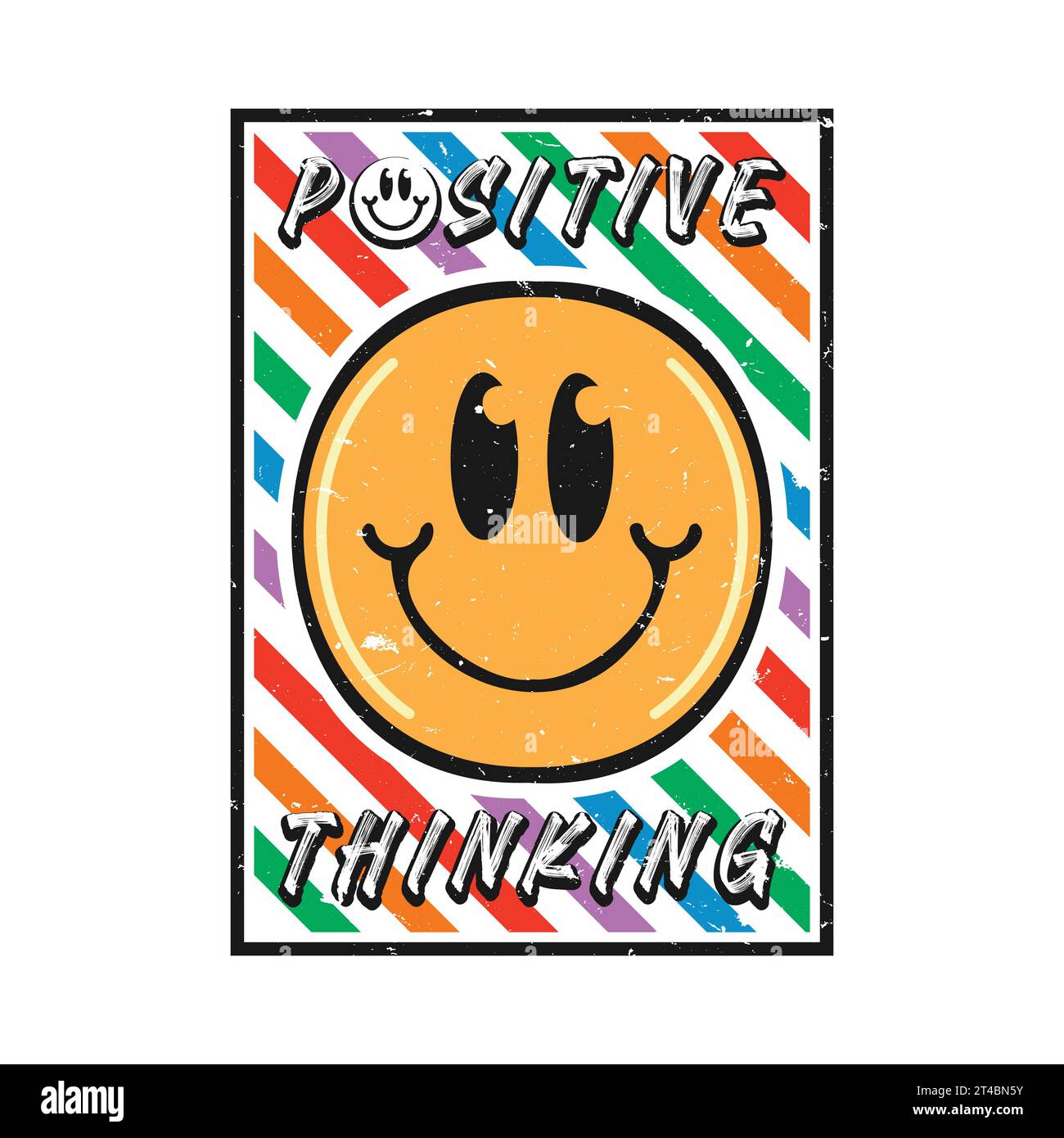 Smile face emoji with positive thinking phrase. Positive quotes ...