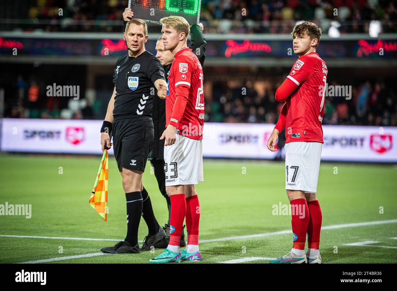 Silkeborg, Denmark. 29th Oct, 2023. Tonni Adamsen (23) and Callum ...
