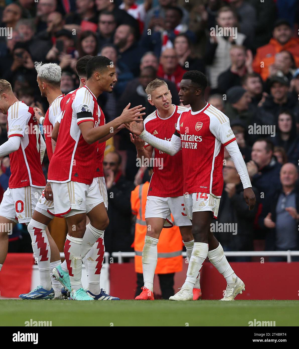GOAL 2-0, Eddie Nketiah of Arsenal goal celebration with William Saliba ...