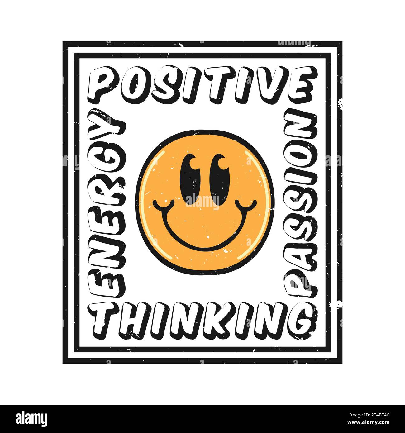 Smile face emoji with positive thinking, passion, energy phrase ...