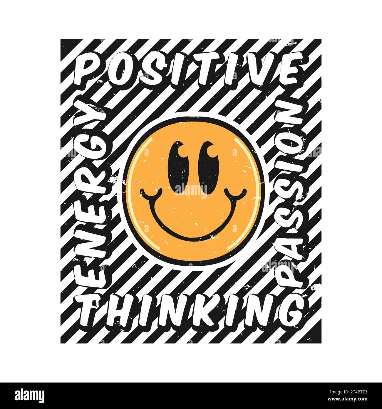 Smile face emoji with positive thinking, passion, energy phrase ...