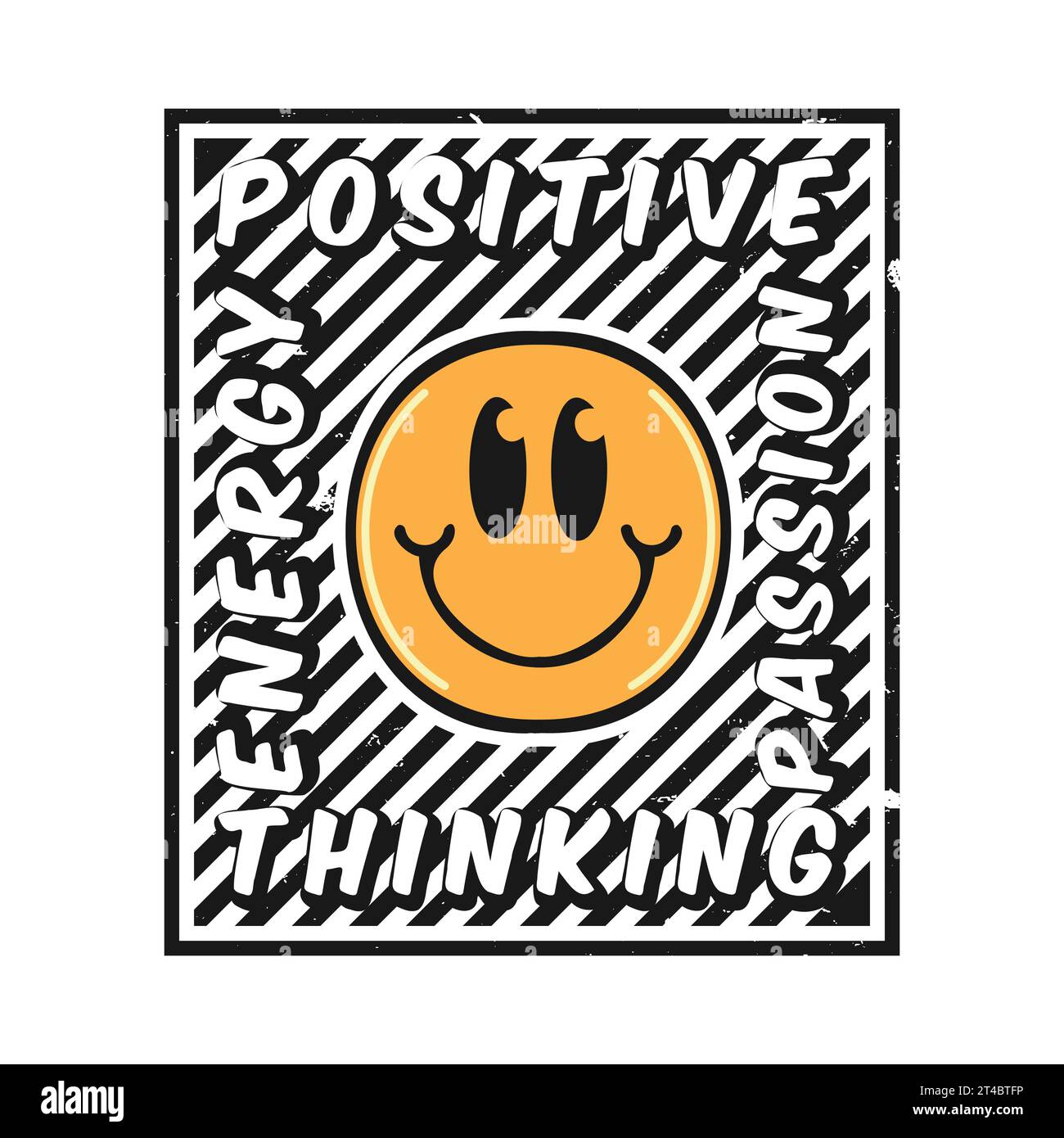 Smile face emoji with positive thinking, passion, energy phrase ...