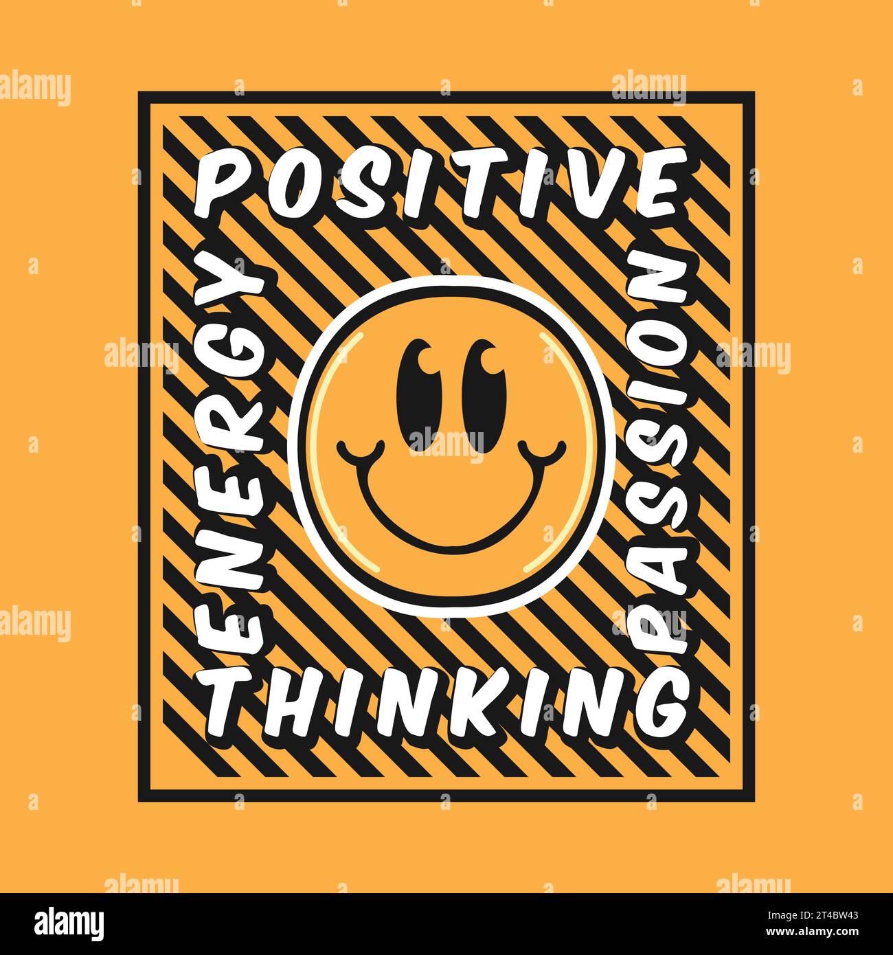 Smile face emoji with positive thinking, passion, energy phrase ...