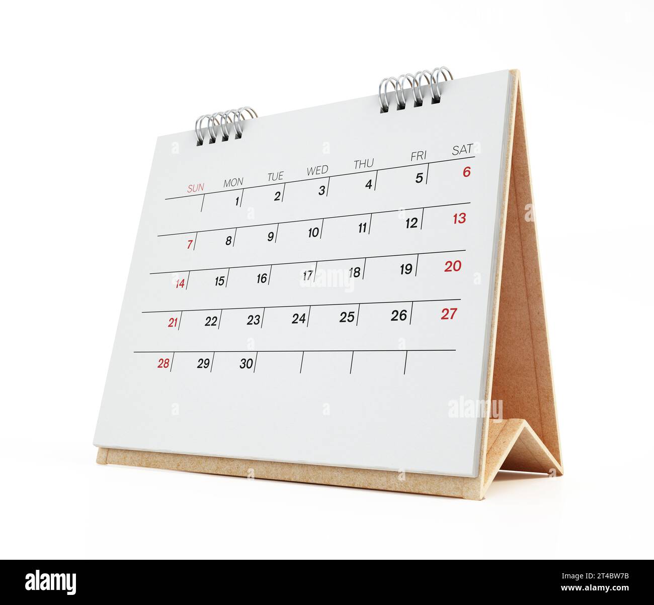Desktop calendar isolated on white background. 3D illustration Stock ...